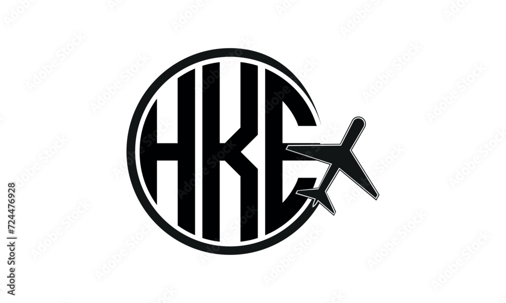 HKE three initial letter circle tour & travel agency logo design vector ...