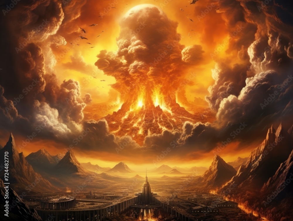 Nuclear Explosion Concept. Terrorism, Nuclear war threat, asteroid ...