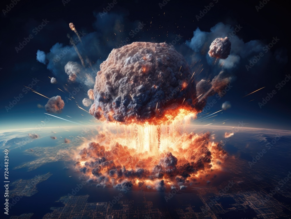 Nuclear Explosion Concept. Terrorism, Nuclear war threat, asteroid ...