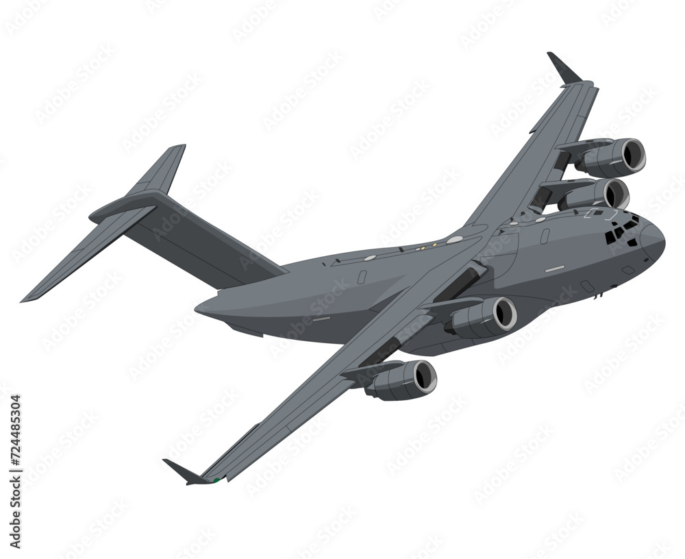 Boeing C-17 Military Cargo Aircraft Banking High Detail Vector Drawing ...