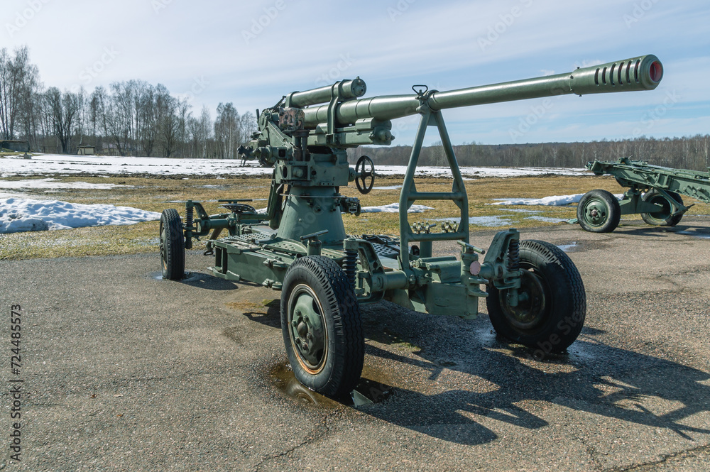 Soviet anti-aircraft gun of the Second World War. Towed anti-aircraft ...
