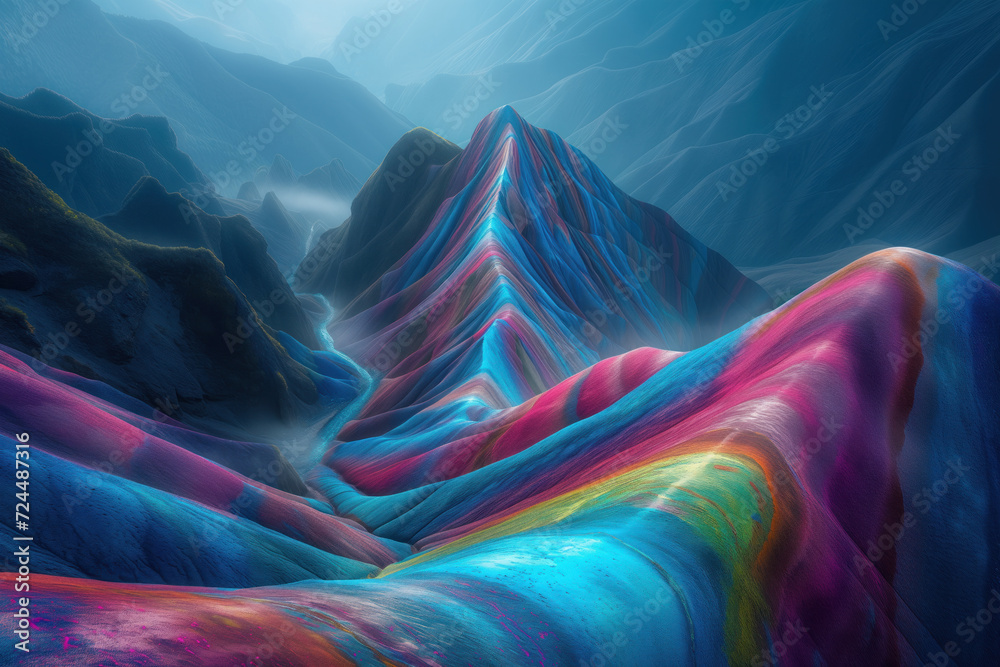 Surreal colorful landscape inspired by Zhangye Danxia mountains ...