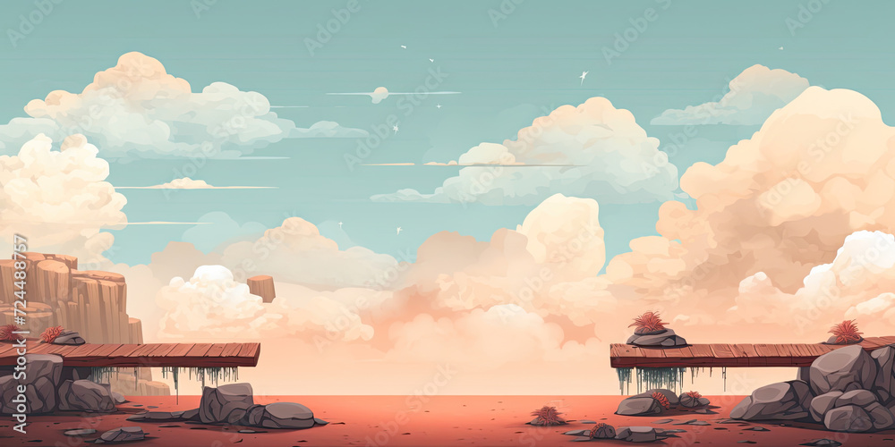 Vintage retro video game level design background, old school graphics ...