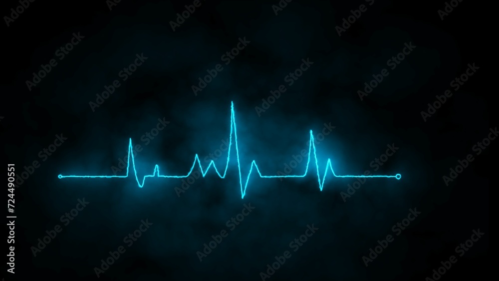 Glowing neon blue Heartbeat pulse icon. Pulse line illustration ...