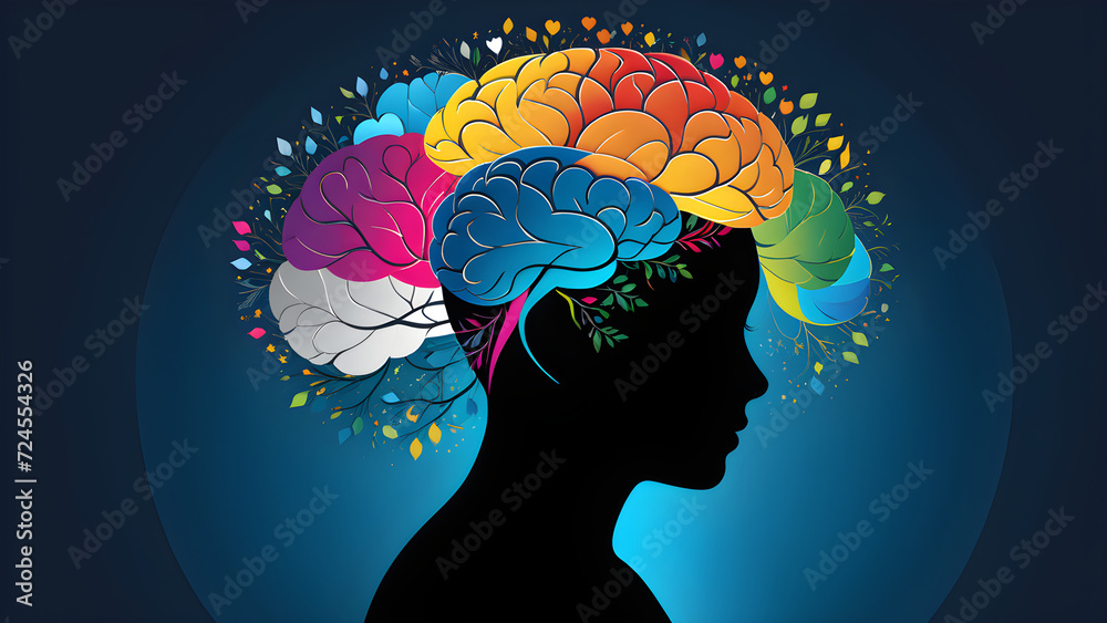 human mental neurodiversity and mental health vector illustration ...