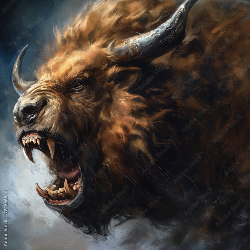 Angry bison Stock Photo | Adobe Stock