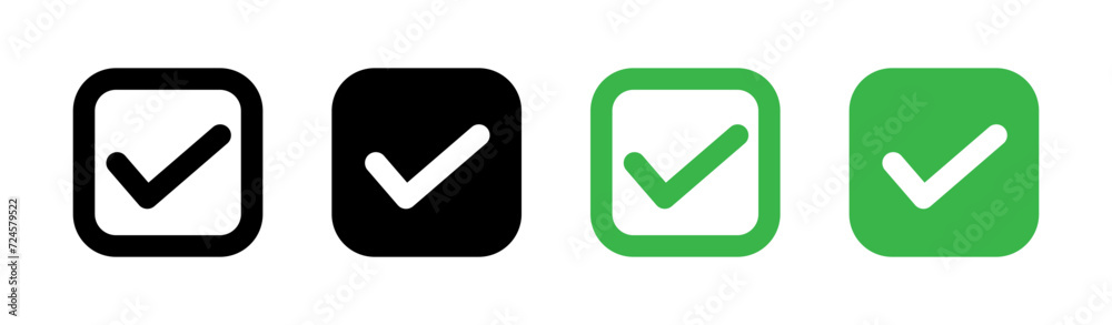 Checkbox line icon set. Check box tick mark vector symbol in black and ...