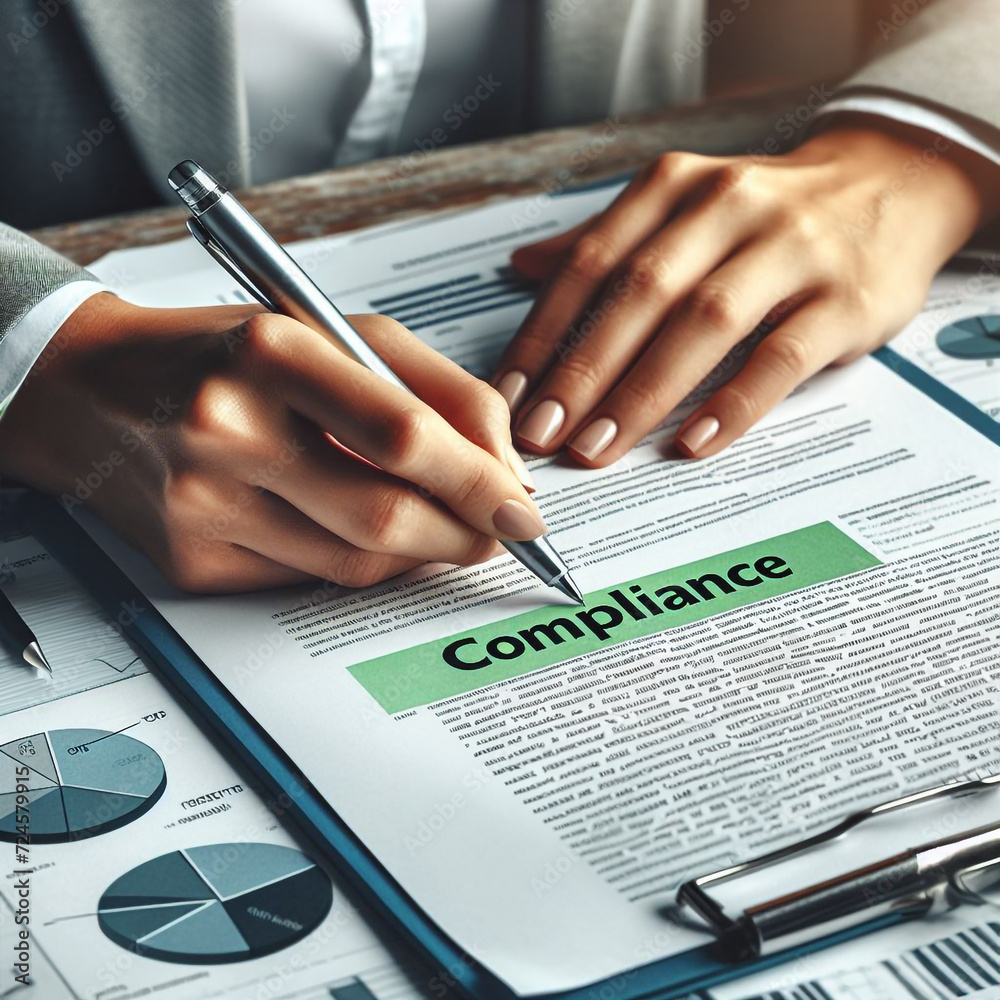Documenting Compliance: Diligent Hands Grasp a Pen, Working on Crucial ...