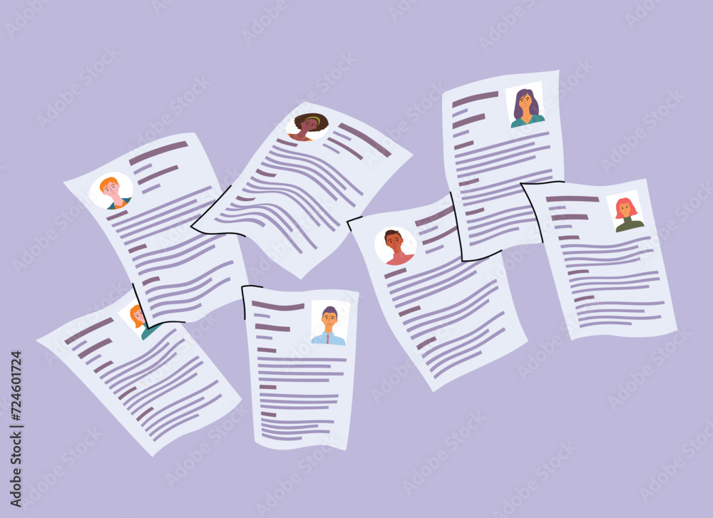 Cartoon Color Cv Profile Applying for Job Set Concept Flat Design Style ...