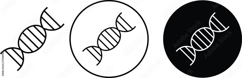 DNA science glyph icon set in trendy line design with a simple modern ...