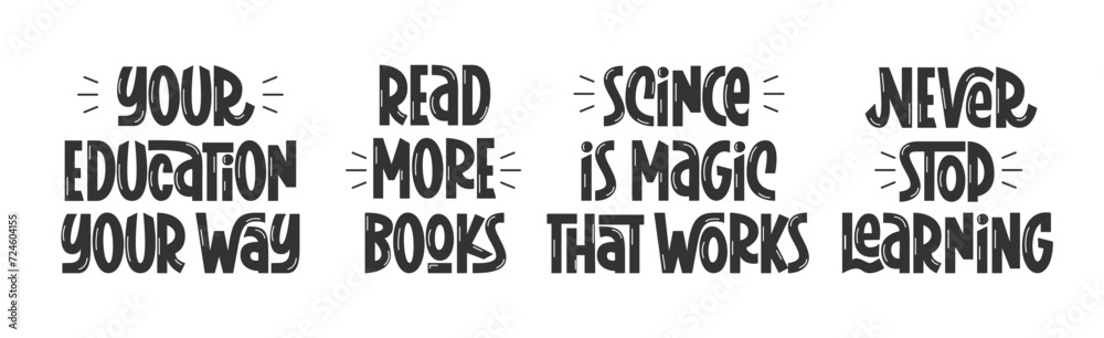 Educational Quotes Set. Motivation for Learning and Studying Phrases ...