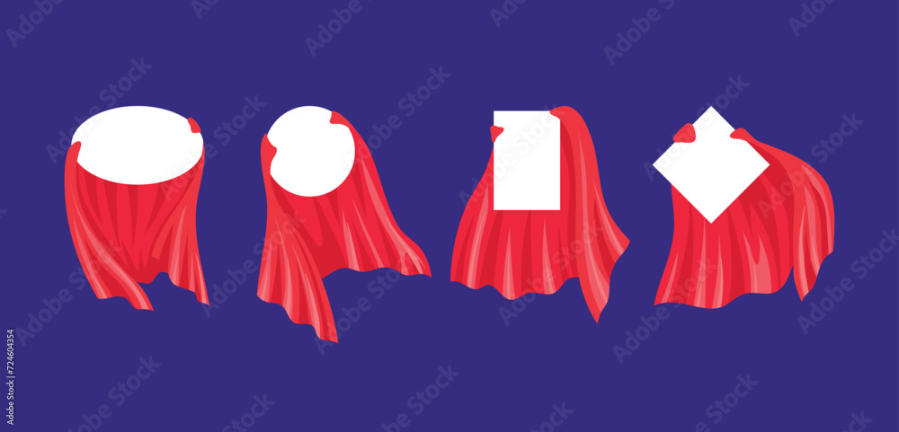 Cartoon Red Hero Cape Empty Template Label Set Product Advertising ...