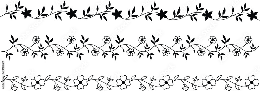 Floral wedding dividers, borders and delimiters, flourish vignettes and ...