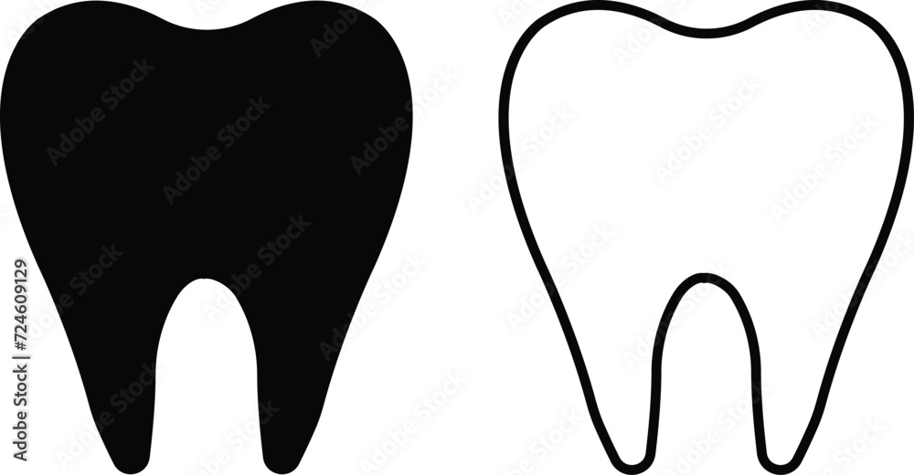 Molar healthy tooth icon set. Human tooth silhouette, medical, dental ...