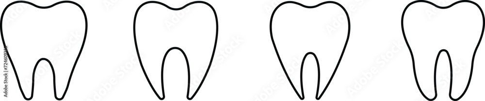 Vetor de Molar healthy tooth icon set. Human tooth silhouette, medical ...