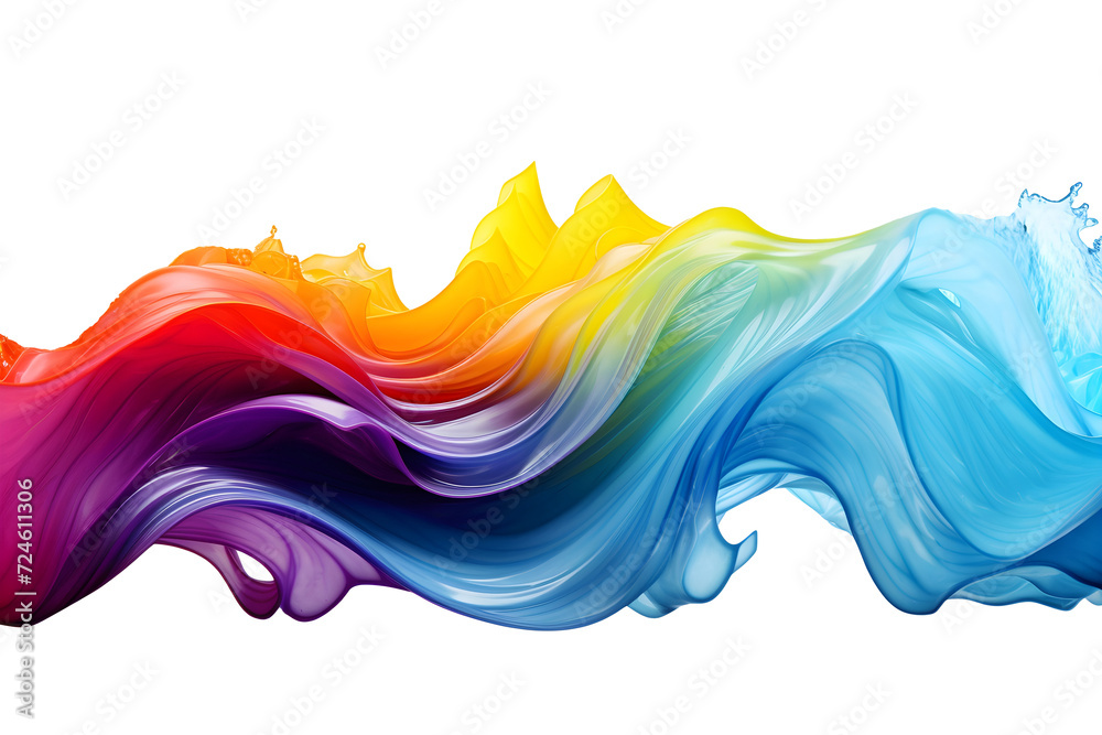 Colorful paint splash. Rainbow splash wave. Isolated design element on ...