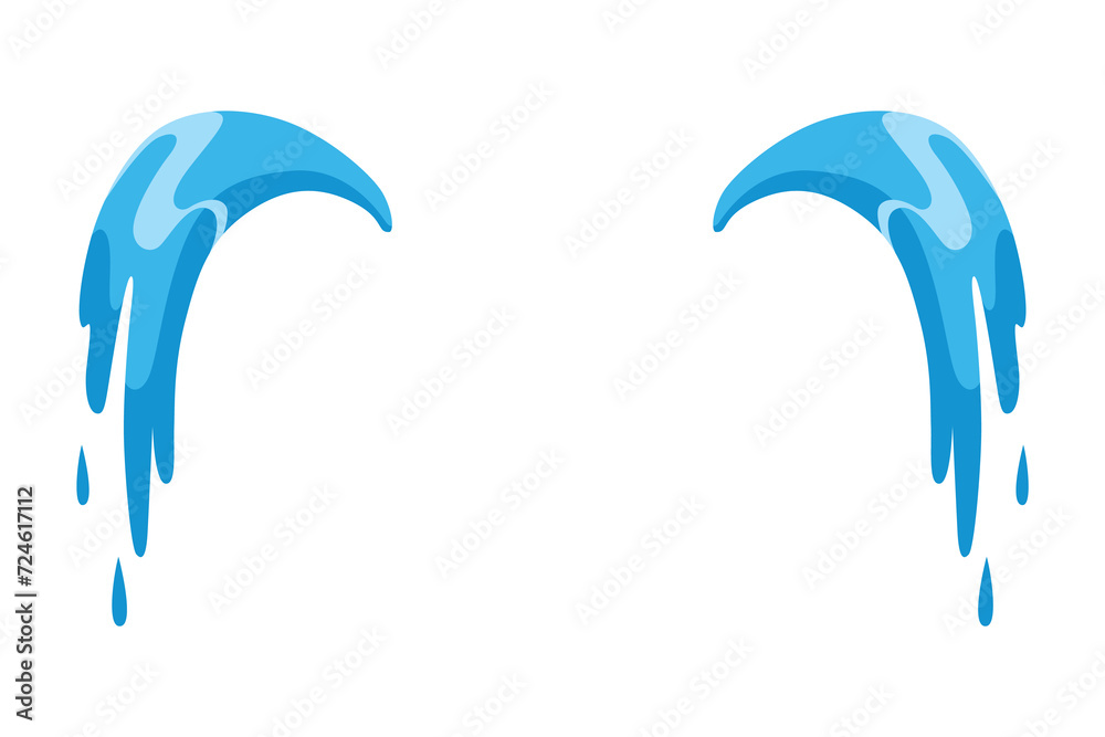 Cartoon Tear Drops Icon Sorrow Cry Streams Tear Blob Crying Fluid