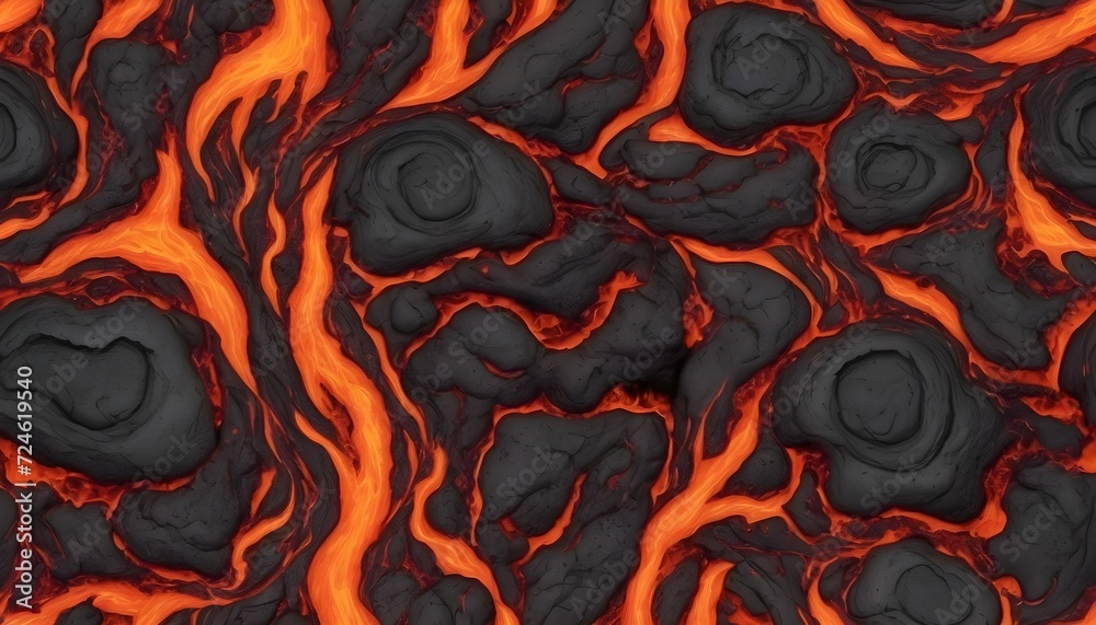 Seamless lava flow pattern with a fire texture, rock, volcano, molten ...