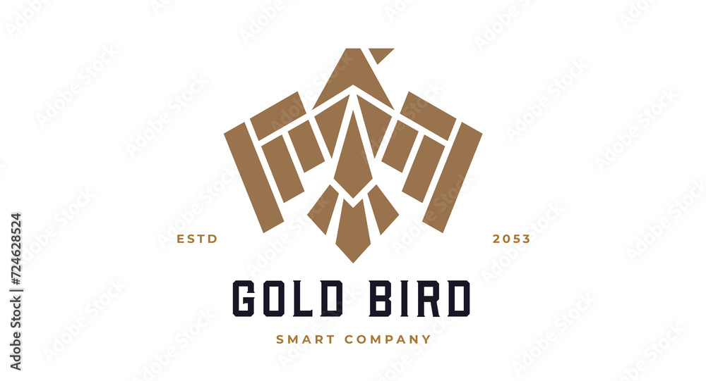 Bird Label, Sign, Logo Eagle, Raven, Phoenix brand. Logo gold bird ...