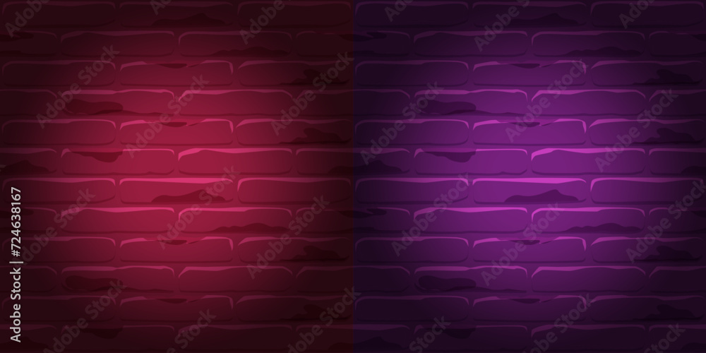 Digital illustration of a brick wall with a gradient of colors going ...