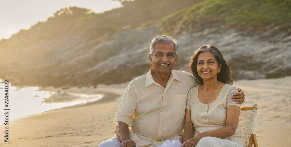 Elderly Retired Indian Couple Relaxing by the Sea. Retirement Goals for ...