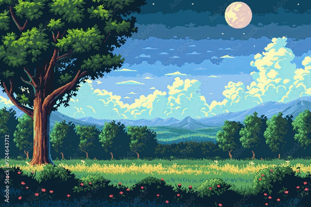 pixel art 16 bit style retro video game background Stock Illustration ...