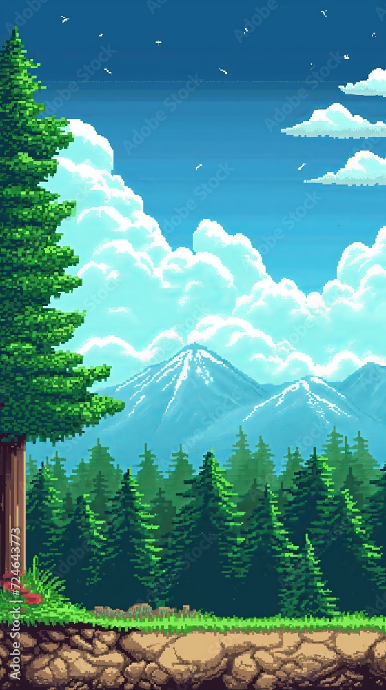 pixel art 16 bit style retro video game background Stock Illustration ...