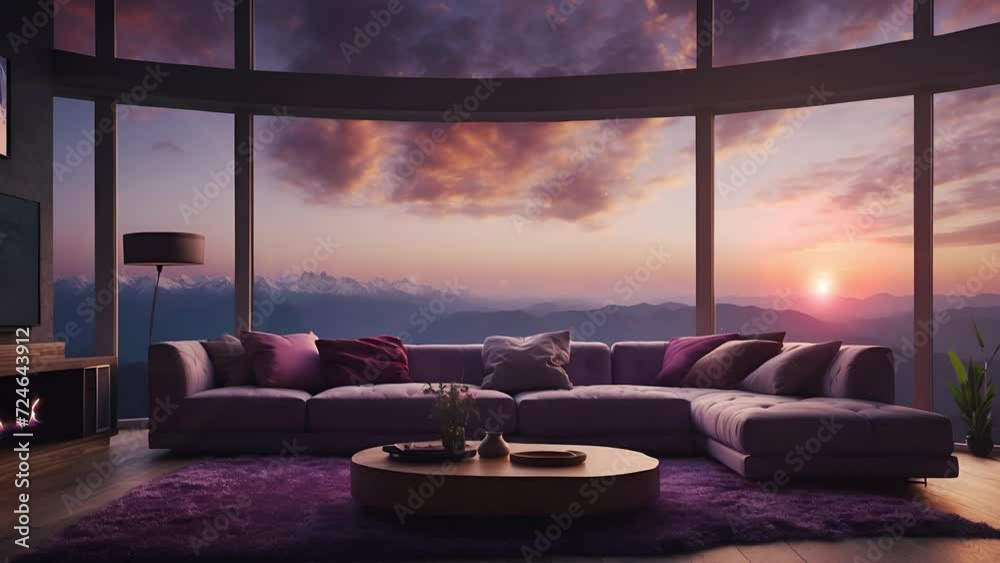 background loop animation, stream overlay, cozy lo-fi living room with ...