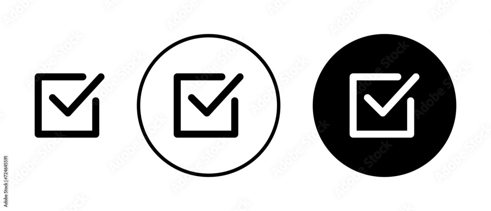 Checkbox vector illustration set. Tick Mark Verification sign in ...
