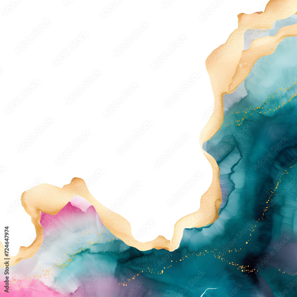 Pink, Turquoise and Gold Foil Glitter, Watercolor, Sparkle, Agate Geode ...