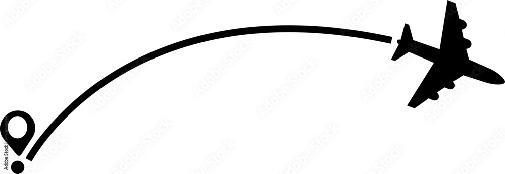 Airplane route path icon. The flight path of the aircraft from the ...