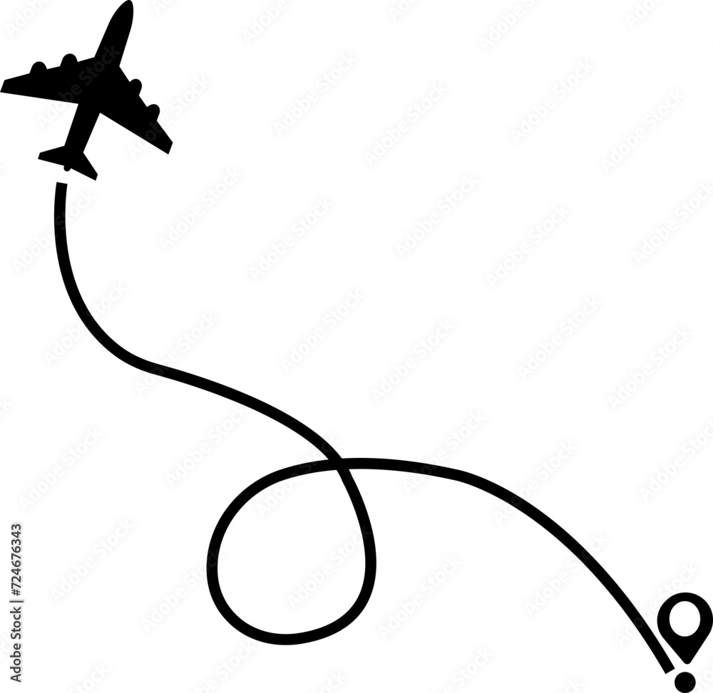 Airplane Route Path Icon The Flight Path Of The Aircraft From The airplane-route-path-icon-the-flight-path-of-the-aircraft-from-the