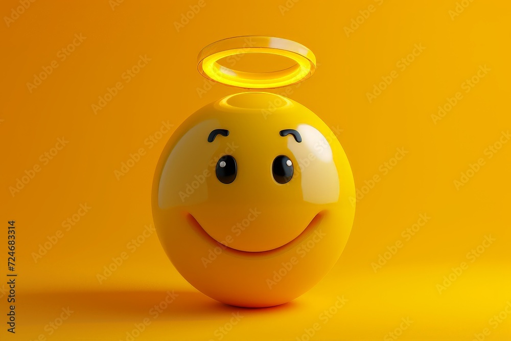 Yellow and gold smiley happiness cute, innocent faces. Angel emoticon ...