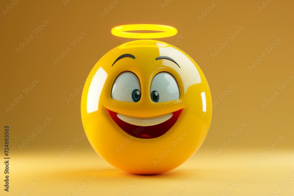 Yellow and gold smiley happiness cute, innocent faces. Angel emoticon ...