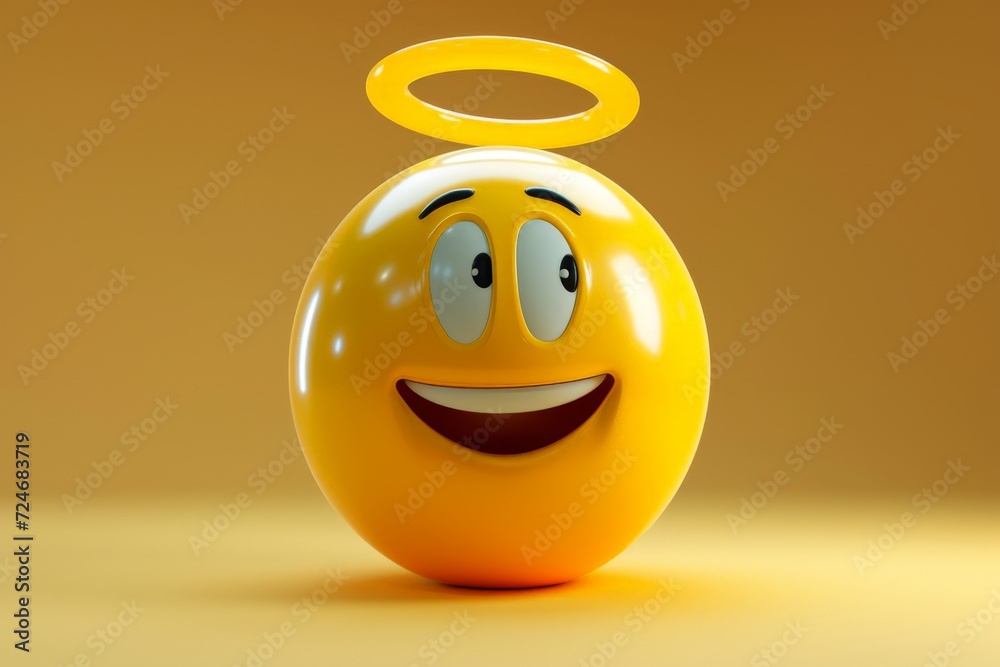 Yellow and gold smiley happiness cute, innocent faces. Angel emoticon ...