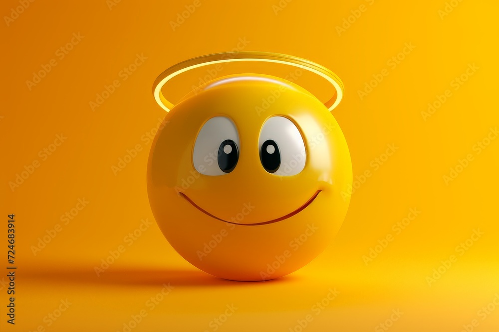 Yellow and gold smiley happiness cute, innocent faces. Angel emoticon ...
