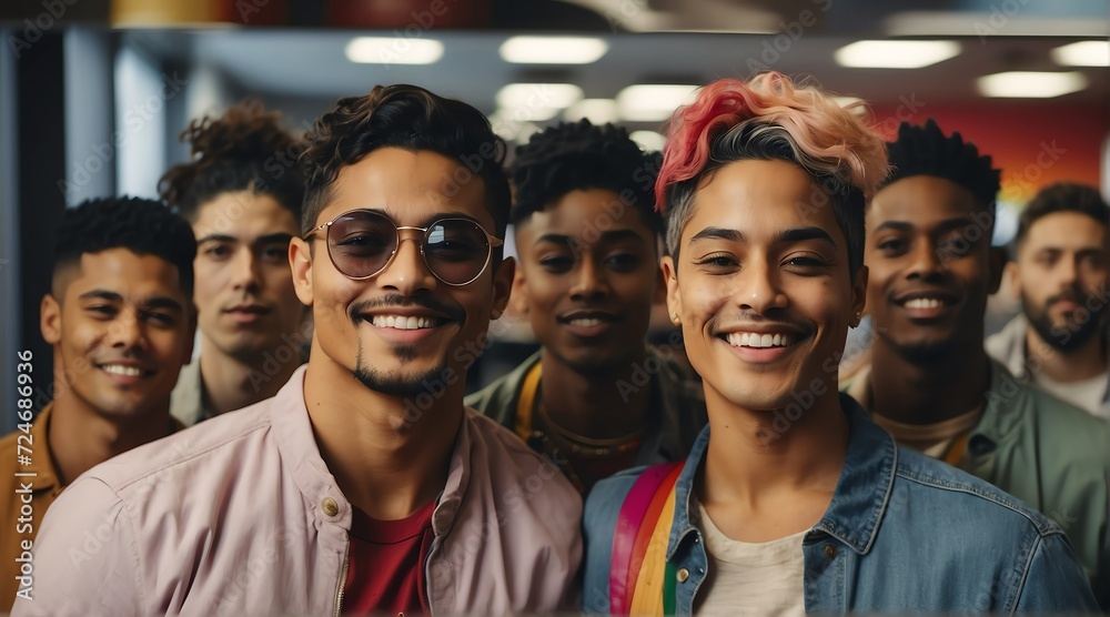 Group of happy diverse inclusive multiethnic lgbt people in office ...