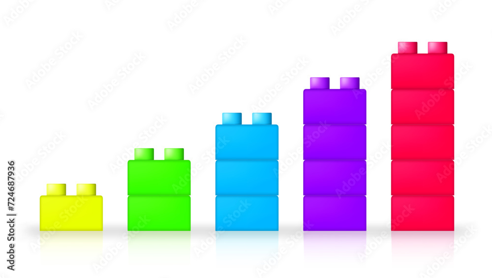 3D Diagram Or Chart With Toy Blocks Bricks Stock Vector | Adobe Stock