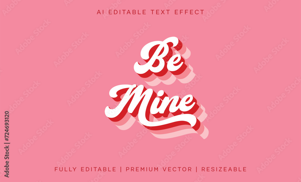 Be Mine editable typography, valentine text effect, groovy bubbly font ...
