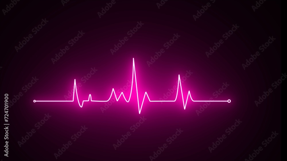 Glowing neon pink Heartbeat pulse icon. Pulse line illustration ...