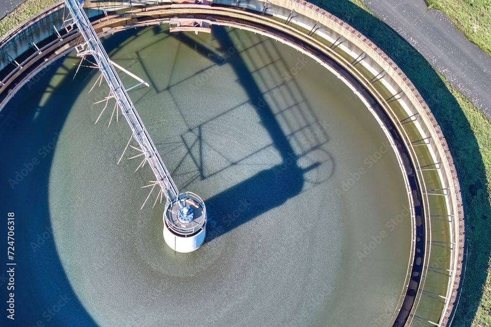 Vertical view of the municipal wastewater treatment plant. Servicing ...