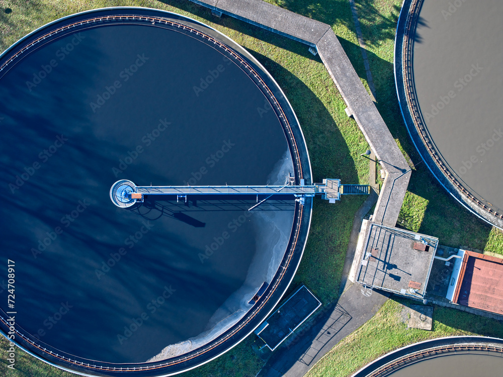 Vertical view of the municipal wastewater treatment plant. Servicing ...