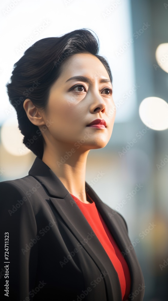 Confident Leader with a Visionary Outlook. Confident woman leader in a ...