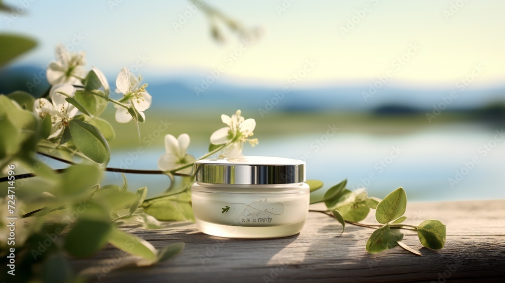 Overview of a wide scene displaying a landscape-oriented cosmetic ...