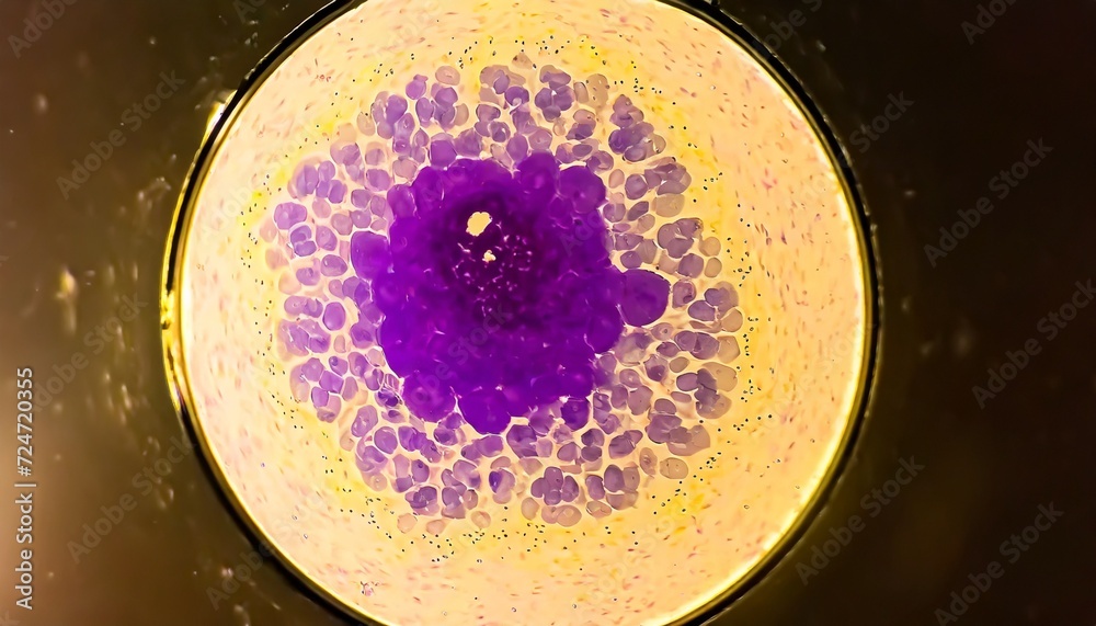 immunofluorescence of single human cell stained grown in tissue culture ...