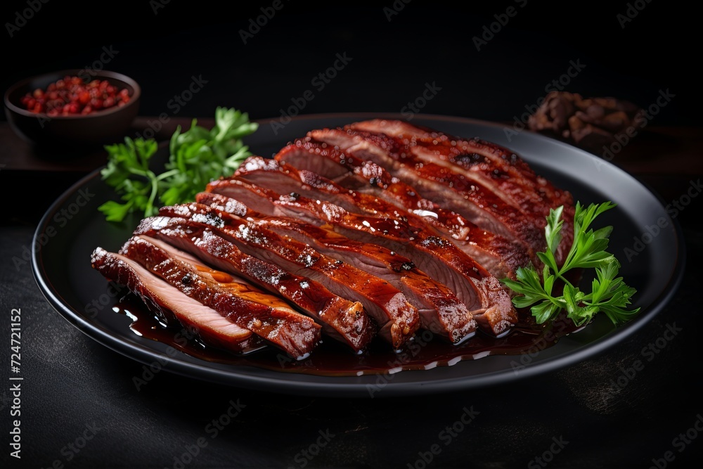 Thin slices of Char Siu, the delectably glazed Chinese barbecue pork ...