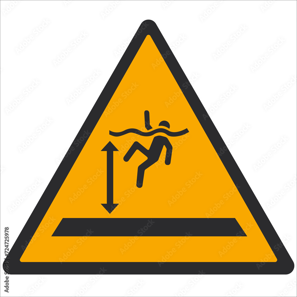 Poster WARNING PICTOGRAM, WARNING; DEEP WATER ISO 7010 - W047 – Wall ...