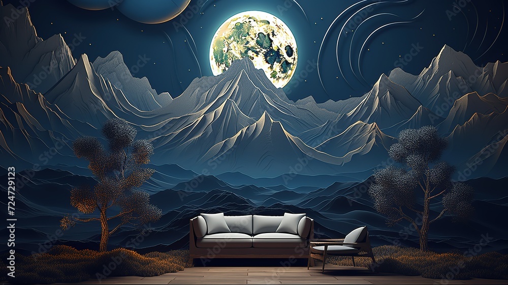 Abstract modern and creative 3d interior mural wall art wallpaper with ...