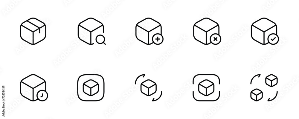 Box icon. Package, delivery boxes, cargo box. Box line icons. Cargo ...