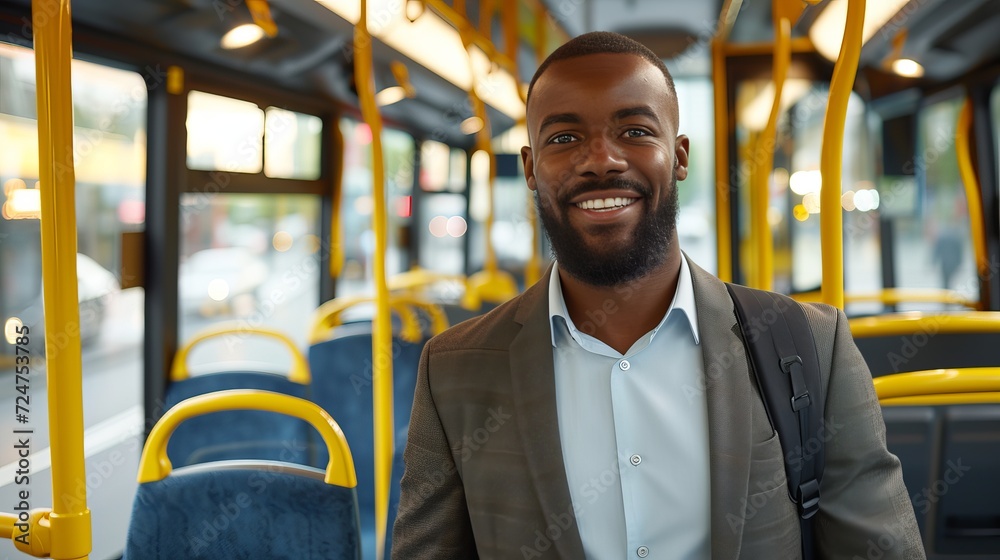 Promoting sustainable transport happy black businessman commuting by ...